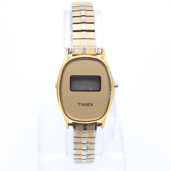 Timex | Accessories | Vintage Timex Digital Watch Gold Tone Stainless ...